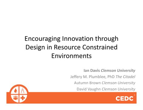 Pdf Encouraging Innovation Through Design In Resource Constrained