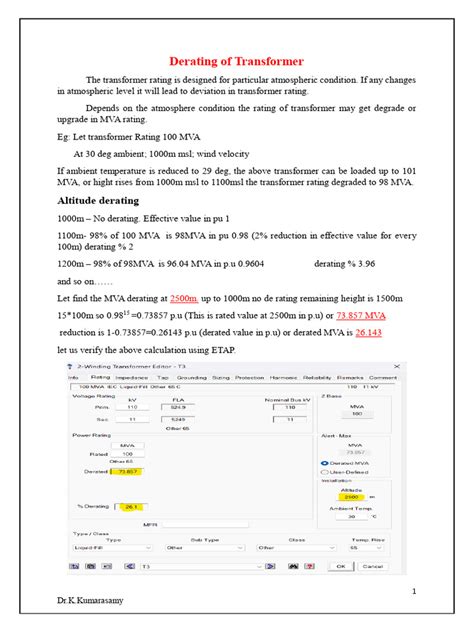 Derating Of Transformer In Etap Pdf Applied And Interdisciplinary