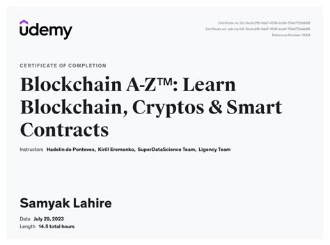 Samyak Lahire On Linkedin Hello Folks 🎓 Just Completed An Exciting Blockchain Course On Udemy