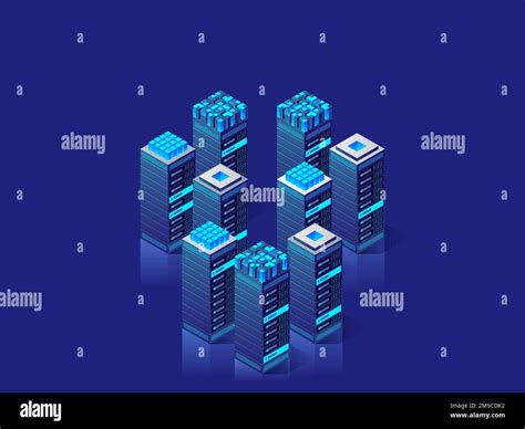Digital Technology Server Room And Big Data Processing Concept Datacenter And Database Icon