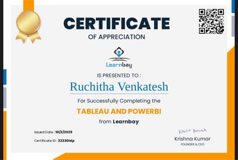 Certified Tableau And Powerbi By Learnbay Ruchitha Venkatesh