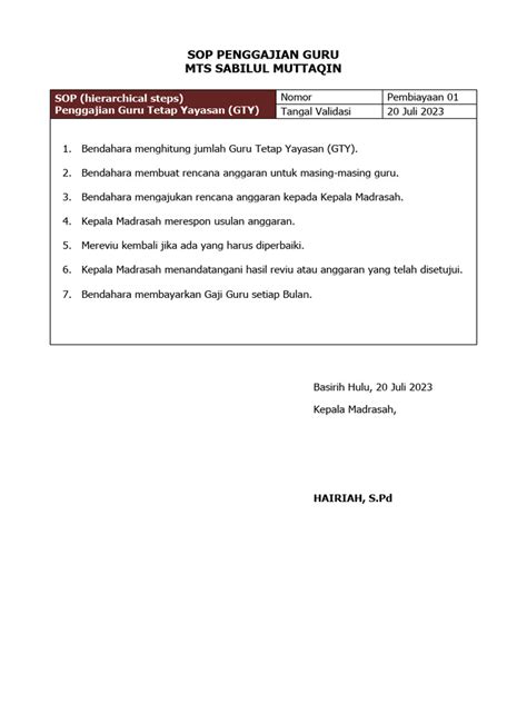 sop penggajian guru pdf