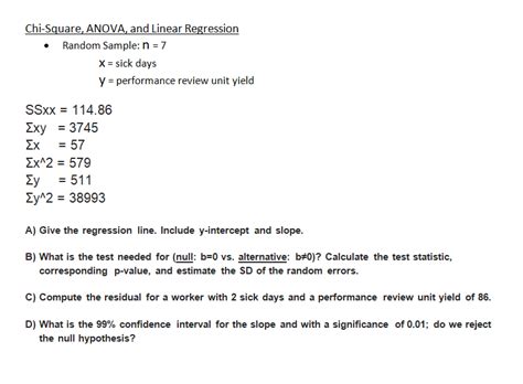 Solved Chi Square Anova And Linear Regression • Random