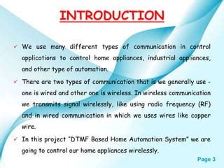 DTMF Based Home Automation Without Using Microcontroller PPTX Internet Of Things Internet