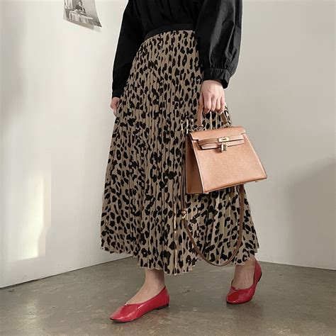 베스트재입고 레오파드 플리츠 롱 스커트 호피 밴딩 주름 얇지않은 디테일체크 고퀄 페미닌룩 에이블리
