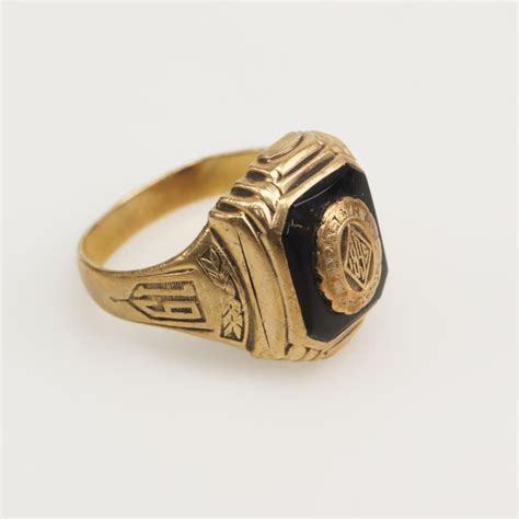 10kt Gold Black Stone Class Ring Property Room