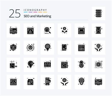 Seo Solid Glyph Icon Pack Including Marketing Html Dashboard Coding People
