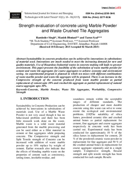 Pdf International Journal For Science And Emerging Strength Evaluation Of Concrete Using