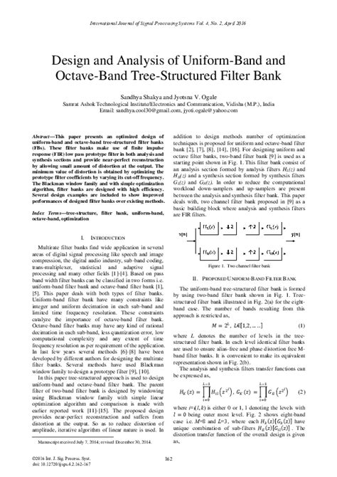 Pdf Design And Analysis Of Uniform Band And Octave Band Tree Structured Filter Bank
