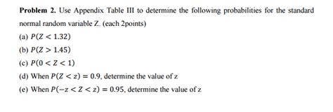 Solved Problem 2 Use Appendix Table Iii To Determine The