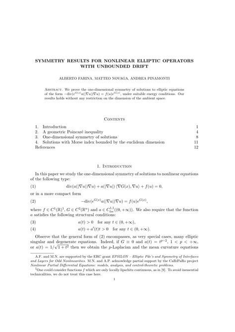 Pdf Symmetry Results For Nonlinear Elliptic Operators With Unbounded
