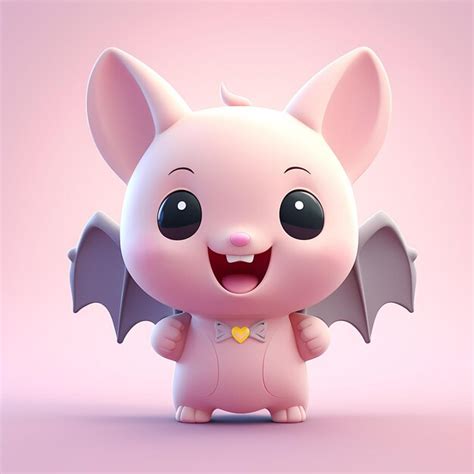 Bat Dynamic Adorable Expression Tiny Cute Isometric Emoji Soft Pastel