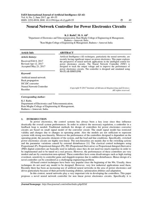 Neural Network Controller For Power Electronics Circuits Pdf