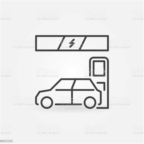 Ev 충전소의 전기 자동차 벡터 컨셉 라인 아이콘 0명에 대한 스톡 벡터 아트 및 기타 이미지 0명 개념 교통수단