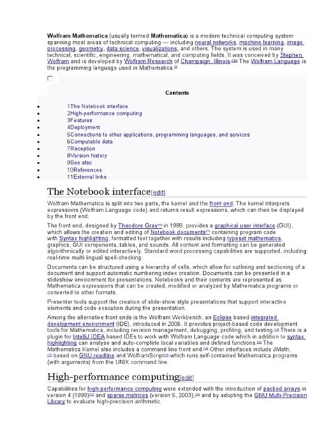 The Notebook Interface Wolfram Mathematica Usually Termed Mathematica