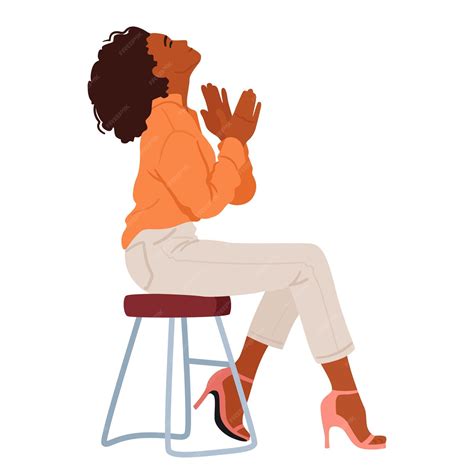 Premium Vector Black Woman Sits Gracefully In A Chair Her Palms