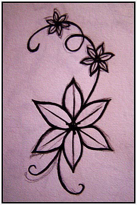 Elegant Flower Drawing With Swirls Small Henna Tattoos Sharpie