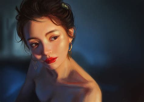 배경 화면 얼굴 초상화 여자들 삽화 x WallpaperManiac 배경 화면 WallHere