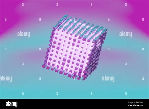 The Cube With Its Holographic Texture Appears To Float And Rotate Showcasing Its Various