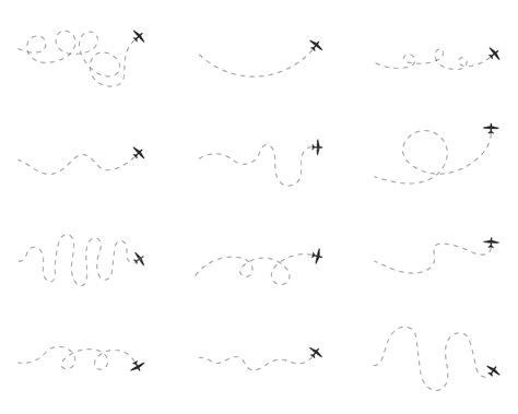 Premium Vector Airplane Dotted Route Line Set Air Plane Flight Route