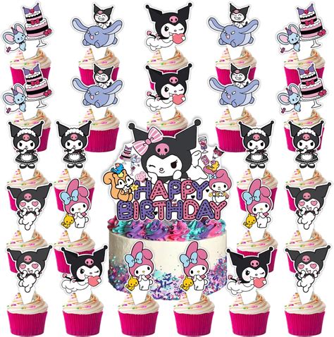 25 Piezas De Decoración De Pastel De Dibujos Animados Kawaii Anime