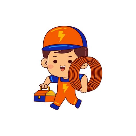 Linda Electricista Chico Dibujos Animados Personaje 37368387 Vector En