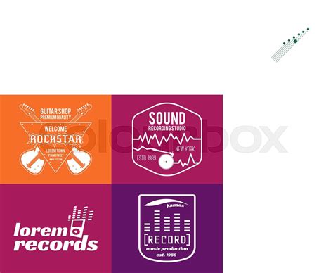 Vector Music Production Logos Set Musical Label Icons Music Insignia And Emblem Print Or