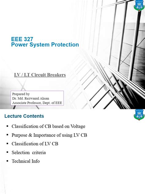 Lec13 Lv Circuit Breakers Pdf Electric Power Distribution