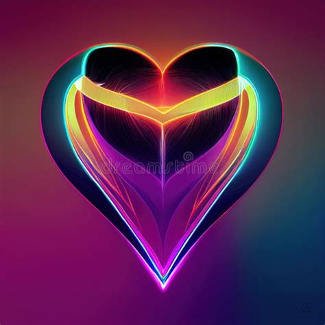 Ethereal Passion A Glowing Neon Heart Adorned With Mesmerizing