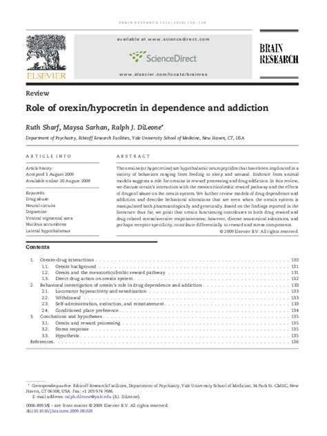 Pdf Neurobiology Of The Orexin System And Its Potential Role In The