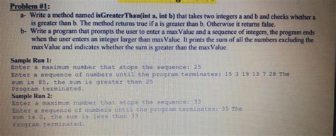 Solved Problem 1 A Write A Method Named Is Greater