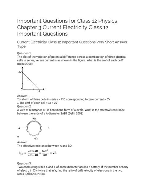 Current Electricity Pdf