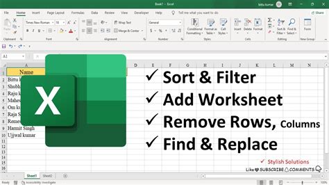 How To Sort And Filter Add Worksheets Remove Rows And Columns Find