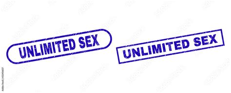 Blue Rectangle And Rounded UNLIMITED SEX Watermark Flat Vector Distress Watermarks With