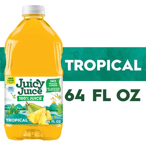 Juicy Juice Tropical 100 Fruit Juice Sugar Free 64 Fl Oz Bottle
