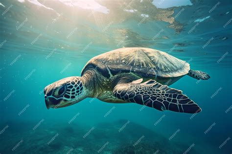 Premium Ai Image Sea Turtle Swim Generate Ai