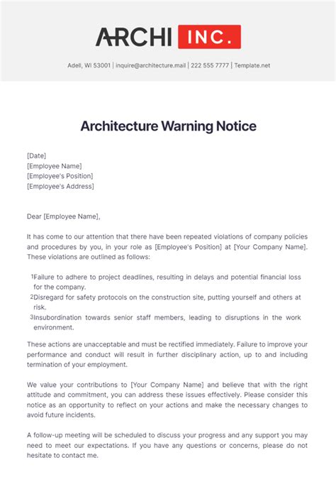 Free Architecture Warning Notice Template To Edit Online
