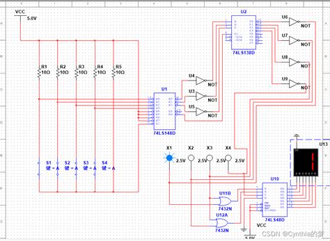 编码器 解码器电路设计及multisim软件仿真multisim74ls14编码器测试逻辑功能将编码器反相器指示灯依次相连 Csdn博客
