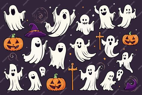 Premium Vector Ghosts Doodle Illustration For Halloween Simple For