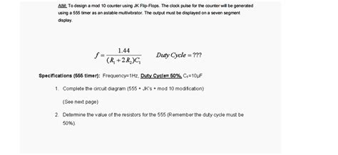 Solved Aim To Design A Mod 10 Counter Using Jk Flip Flops The Clock