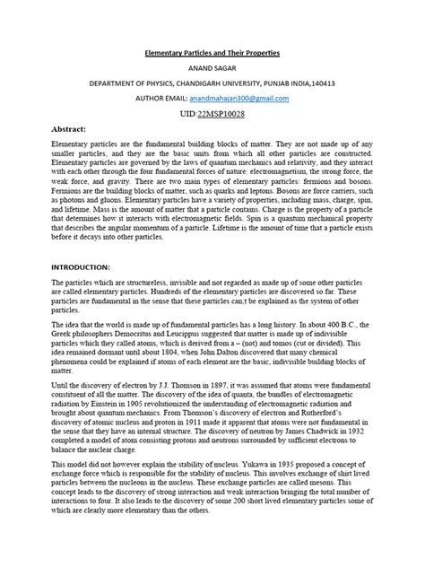 Elementary Particles And Their Properties Pdf Particle Physics Elementary Particle