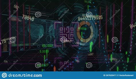 composition of statistics data processing with numbers over qr code stock image image of