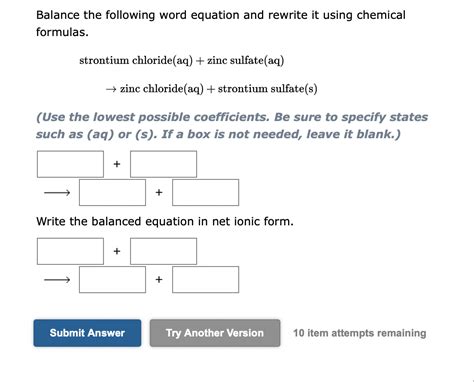 Balance The Following Word Equation And Rewrite It