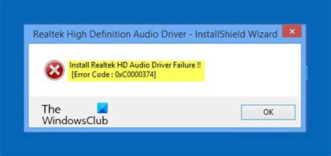 Install Realtek HD Audio Driver Failure Error XC