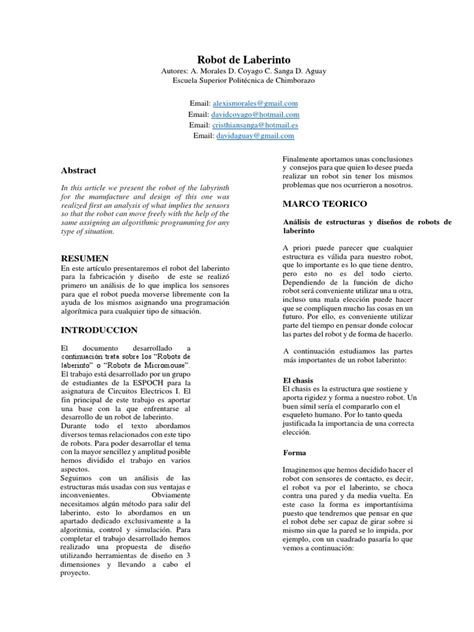 robot laberinto pdf batería electricidad robot