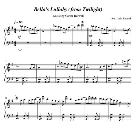 Bellas Lullaby From Twilight Piano Sheet Music Digital Downloadable