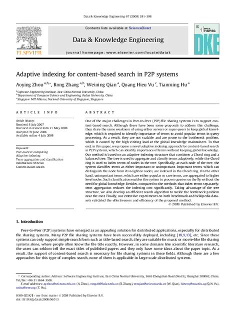 Pdf Adaptive Indexing For Content Based Search In P2p Systems