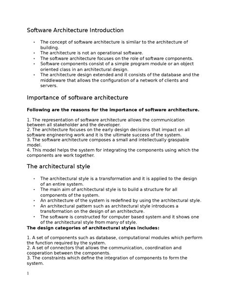 Software Architecture Design Docsity