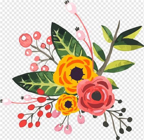 꽃 수채화 그림 수채화 꽃 수채화 잎 꽃 배열 잎 Png Pngwing