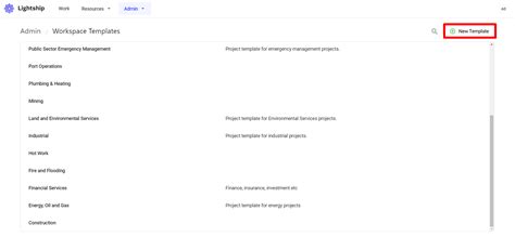 how to create manage workspace templates lightship support